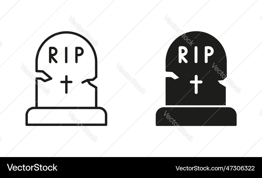 Tombstone on grave with rip text line and Vector Image