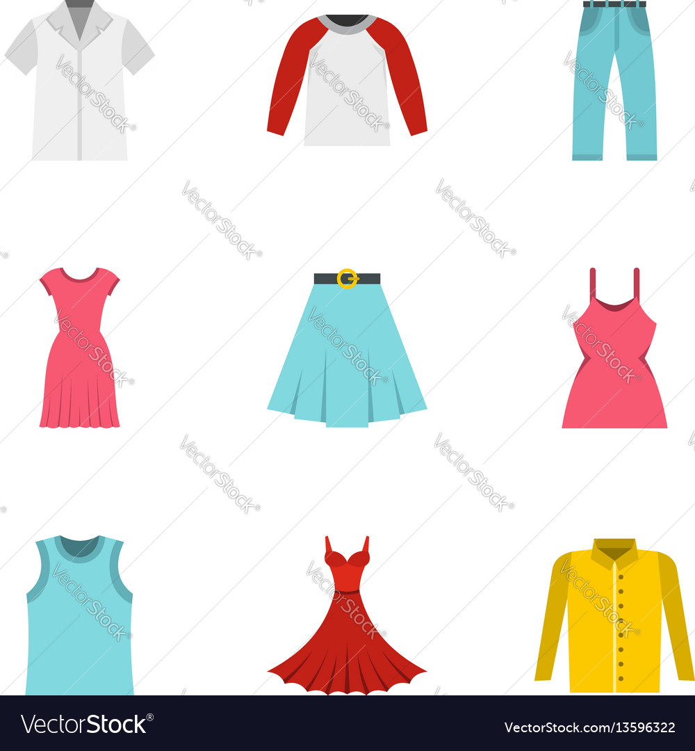 Wardrobe Icons Set Flat Style Royalty Free Vector Image