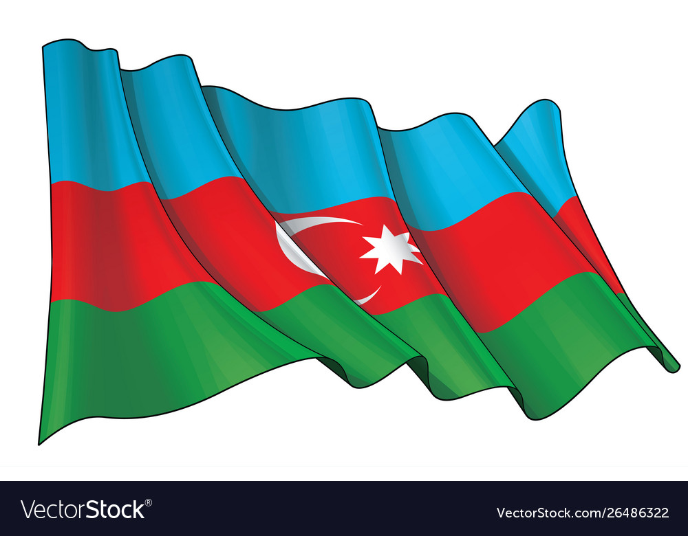 Waving flag azerbaijan Royalty Free Vector Image