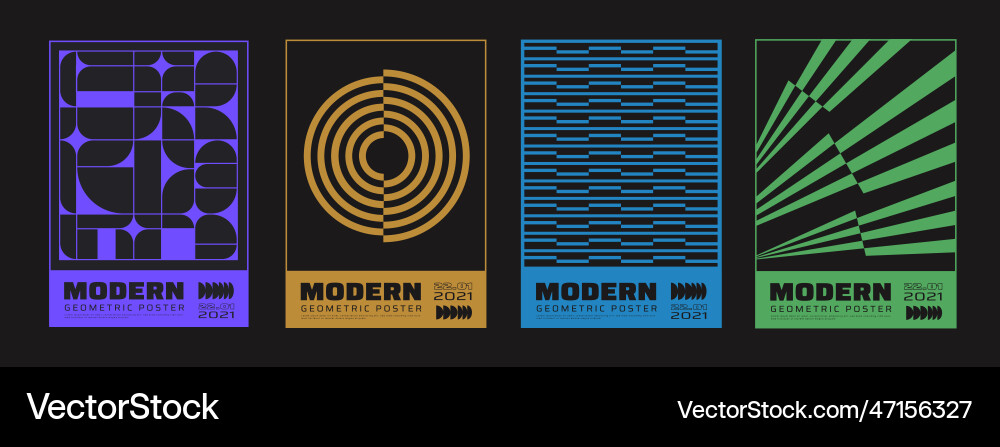 Abstract modern minimalist geometric posters set Vector Image