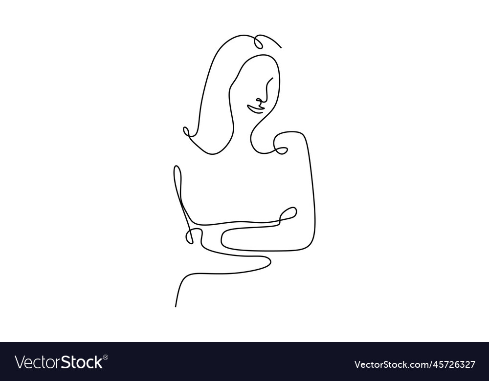 Abstract Woman Face Continuous Line Drawing Vector Image