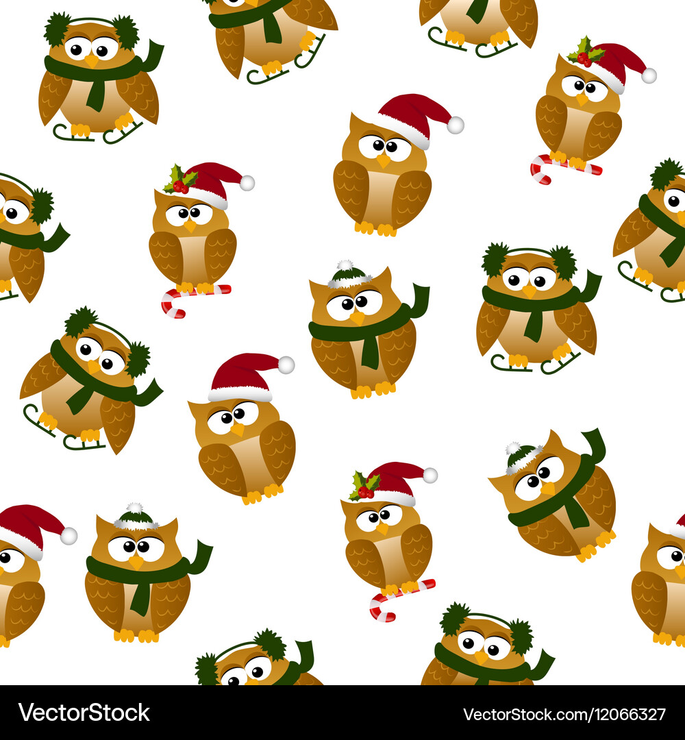Christmas owl in santa hat Royalty Free Vector Image