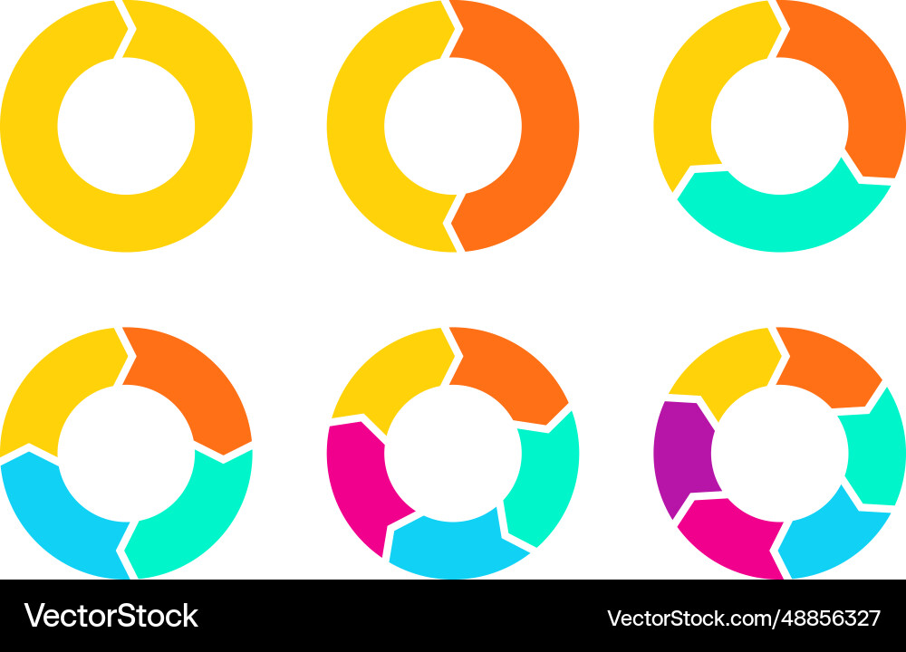 Cycle diagram with arrows set 123456 steps Vector Image
