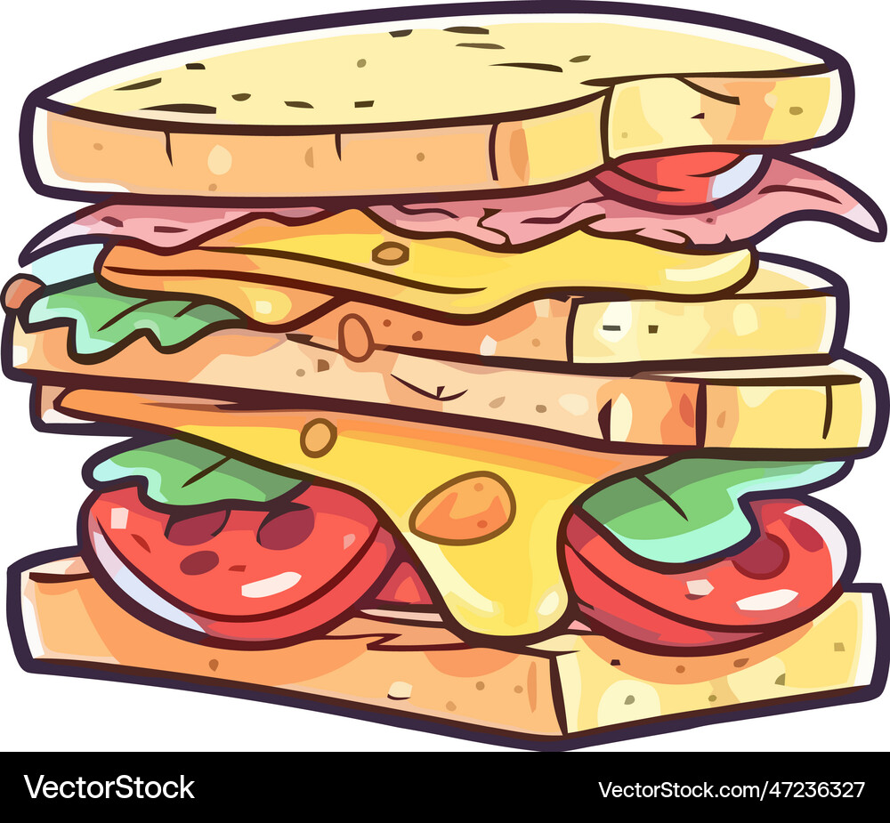 Grilled beef sandwich with fresh vegetables Vector Image
