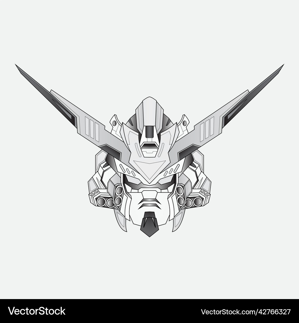 Hand drawn outline black and white head robotic Vector Image