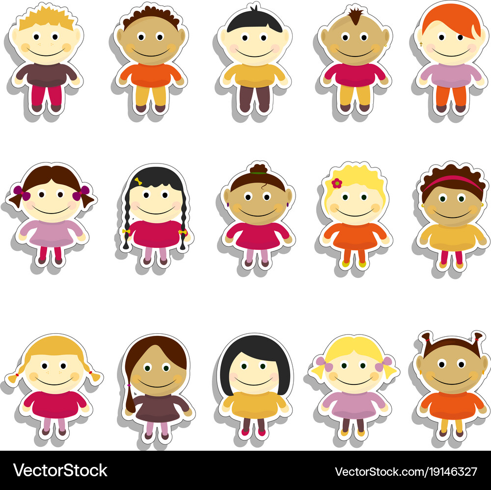 Kids sticker set emoji Royalty Free Vector Image