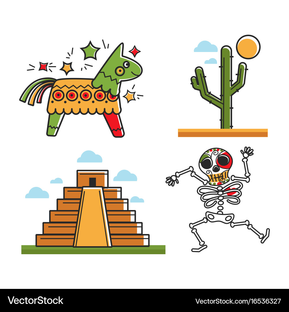Mexican national symbols Royalty Free Vector Image