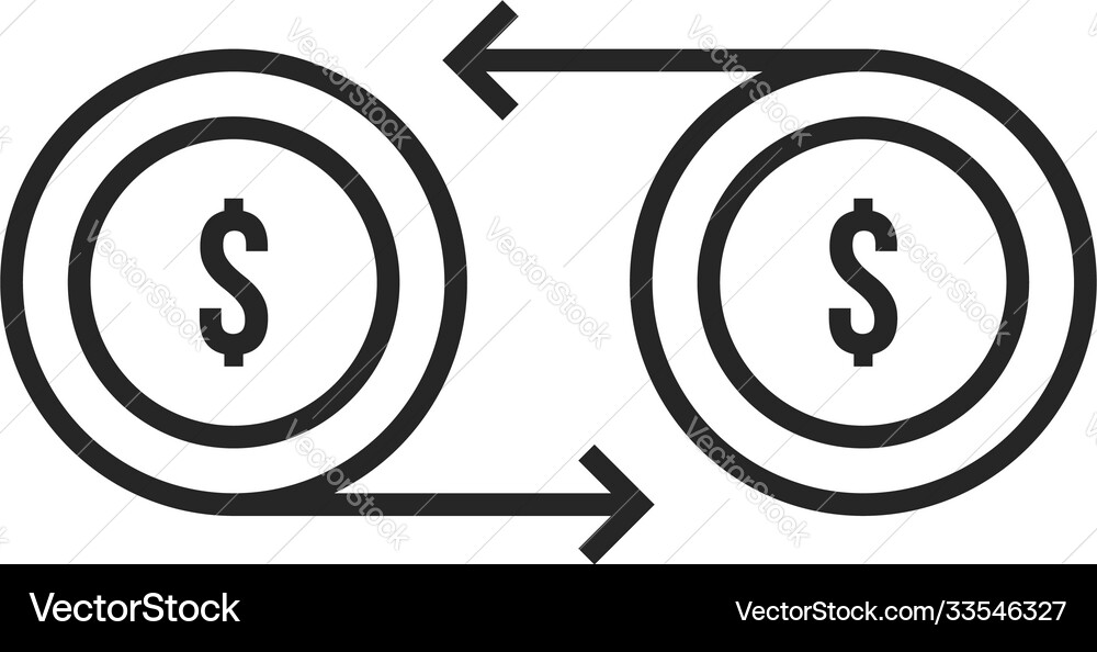 Money remittance with thin line coin Royalty Free Vector
