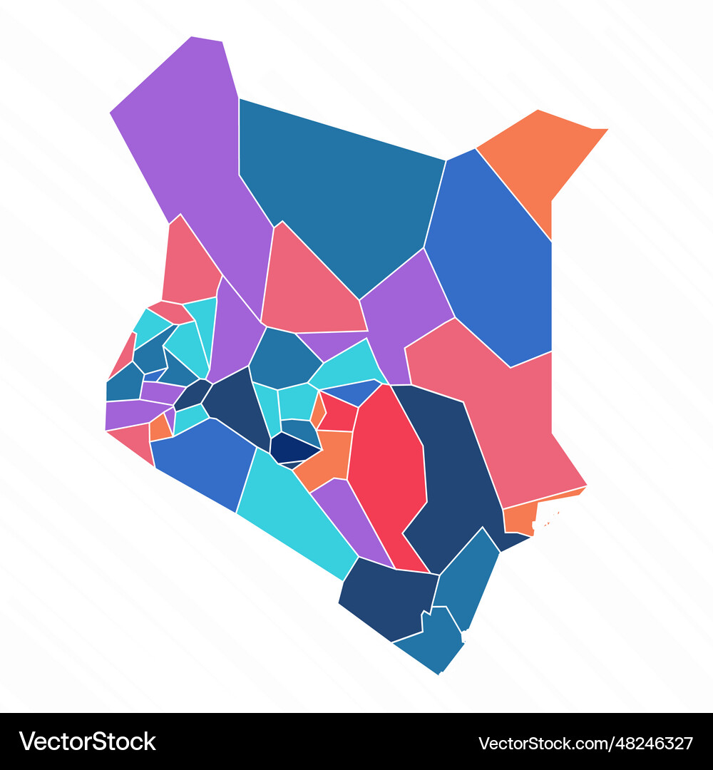 Multicolor map of kenya with provinces Royalty Free Vector
