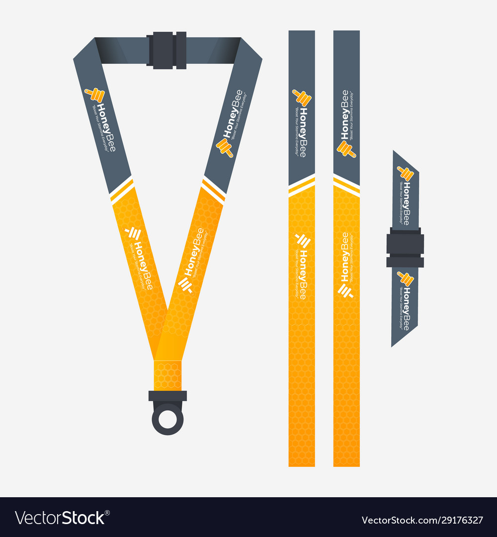 Orange Lanyard Template For Honey Bee Company Vector Image