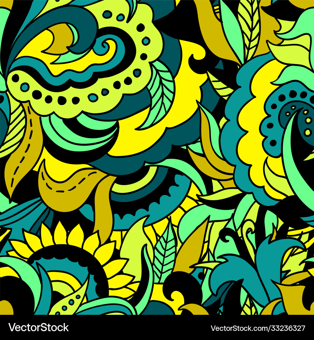 Seamless pattern with colorful abstract and floral