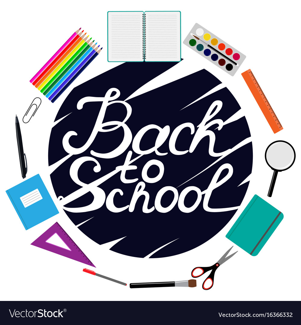 Back to school design set supplies Royalty Free Vector Image