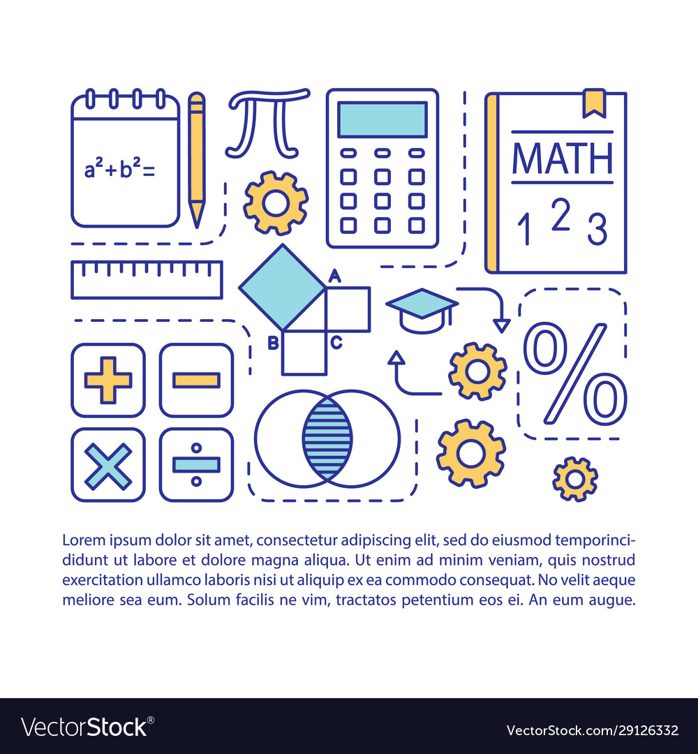 Basic maths lessons article page Royalty Free Vector Image