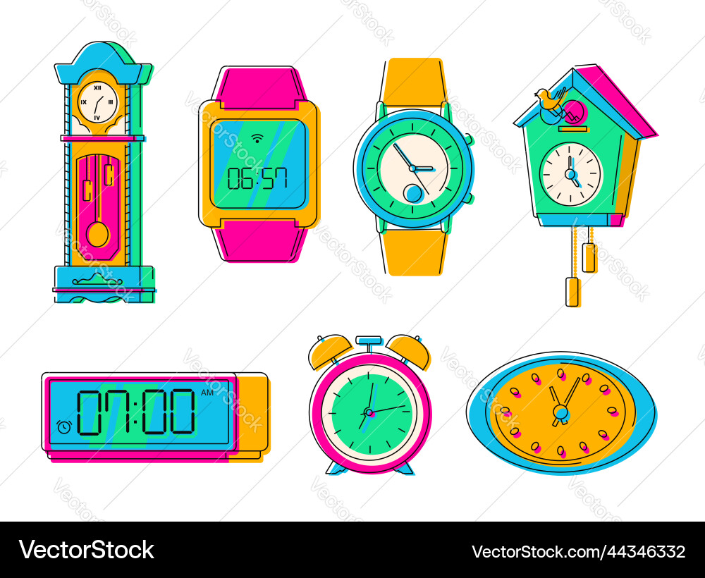 Different generations of watches - line design Vector Image