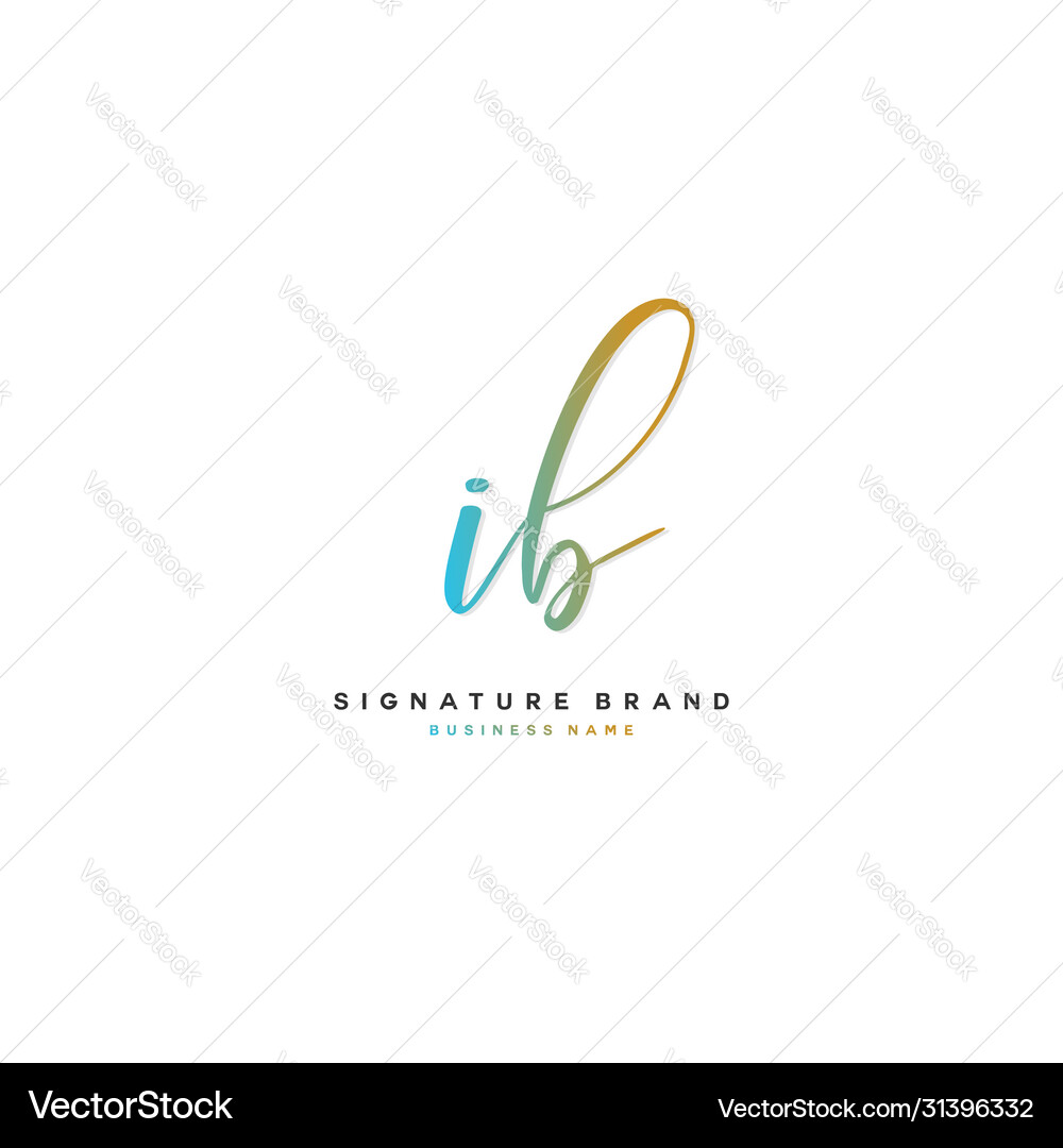 I b ib initial letter handwriting and signature Vector Image