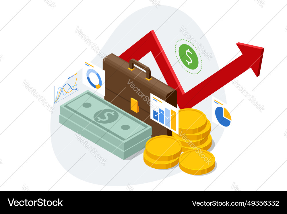 Isometric investment strategy portfolio Royalty Free Vector