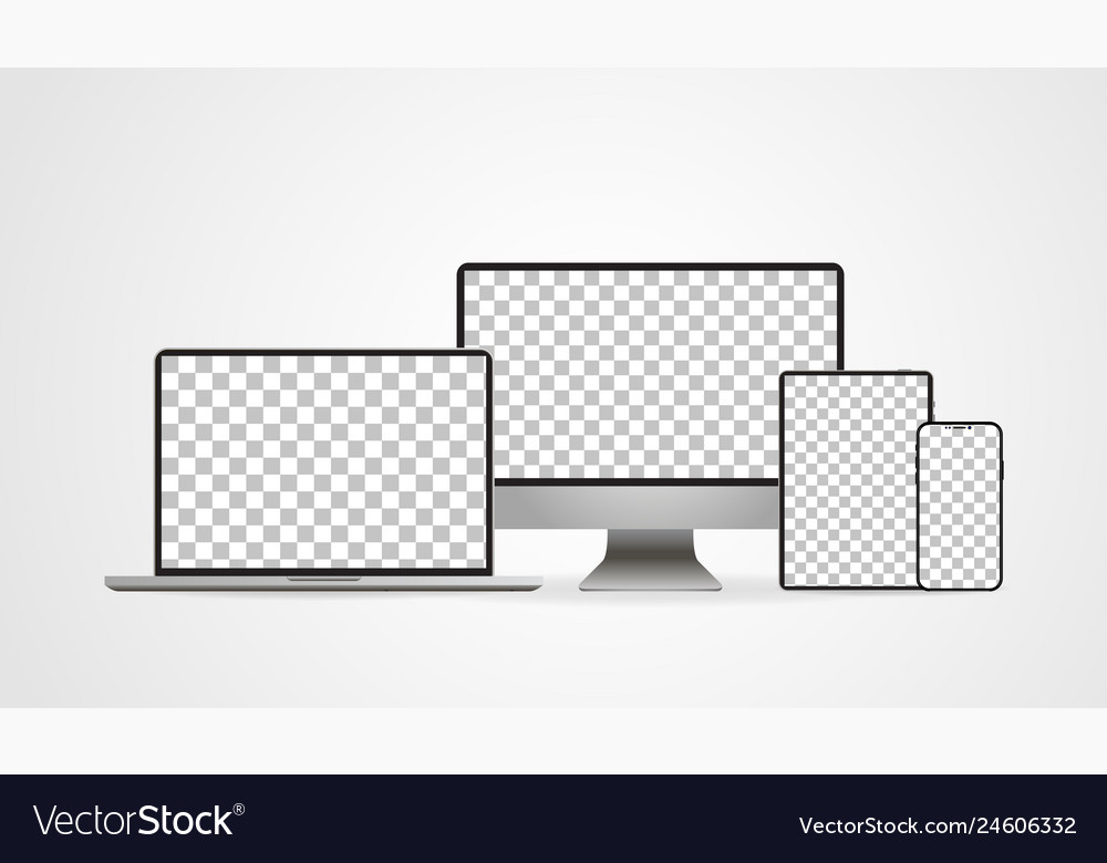 Laptop realistic device in mockup style set Vector Image