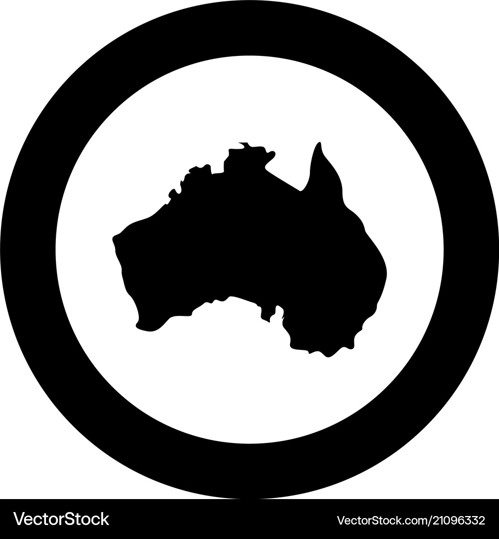 Map australia icon black color in circle round Vector Image