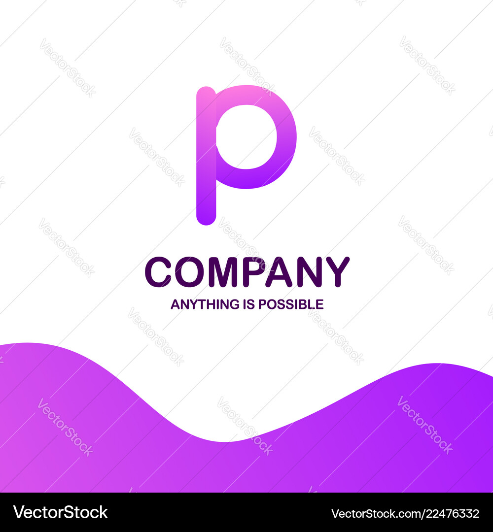 P company logo design with purple theme Royalty Free Vector