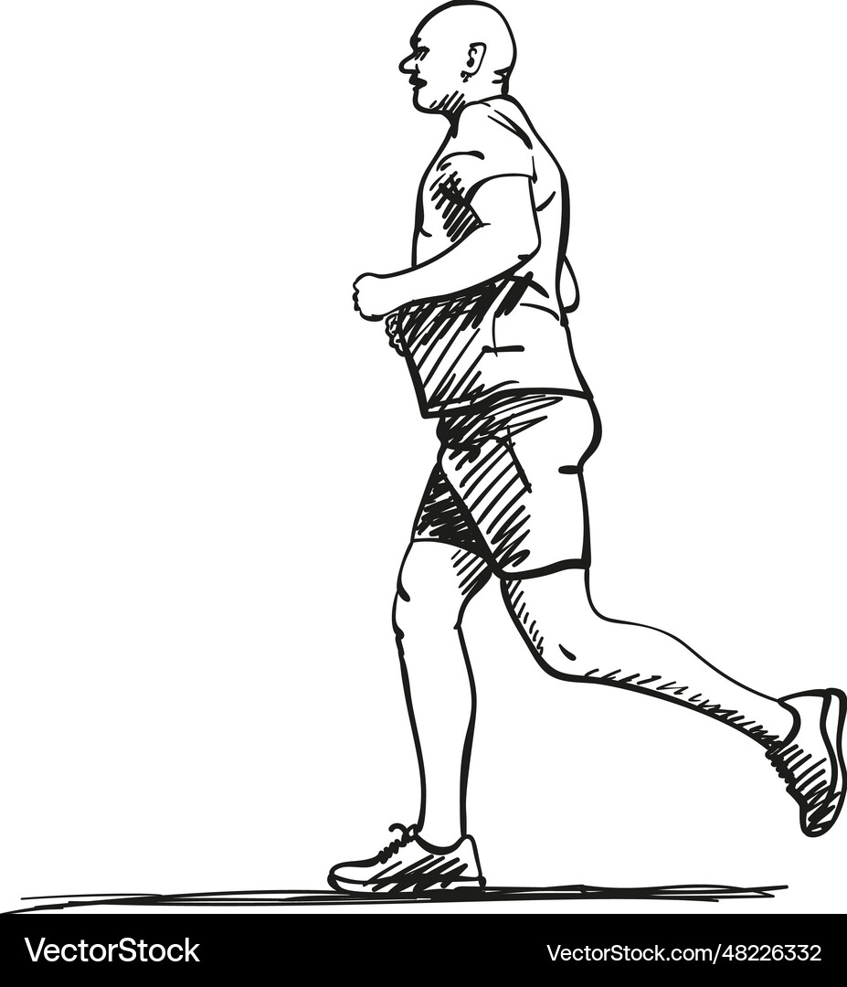 Sketch of running man hand drawn Royalty Free Vector Image