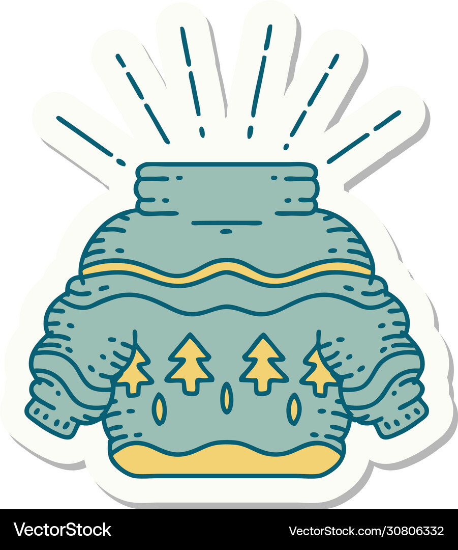 Sticker tattoo style christmas jumper Royalty Free Vector