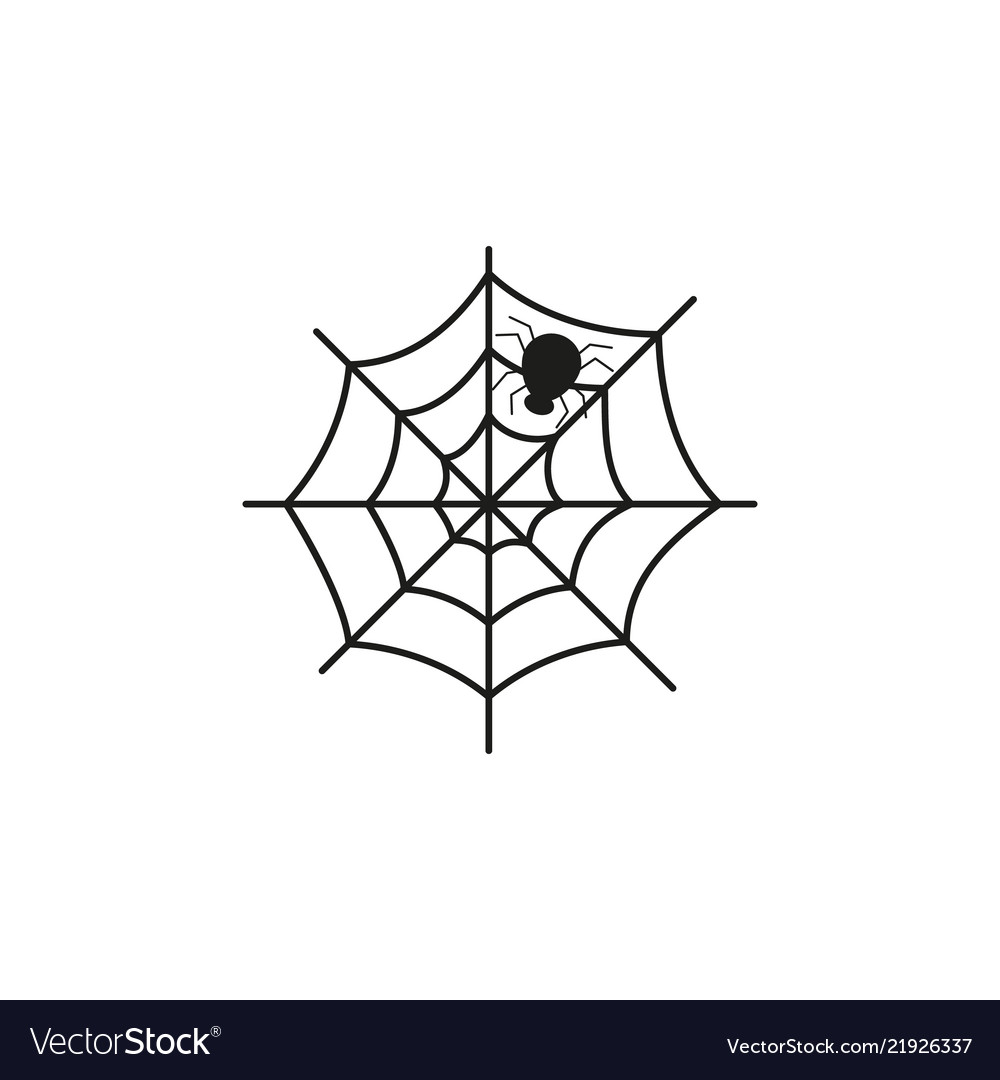 Black spider on the spider web icon halloween Vector Image