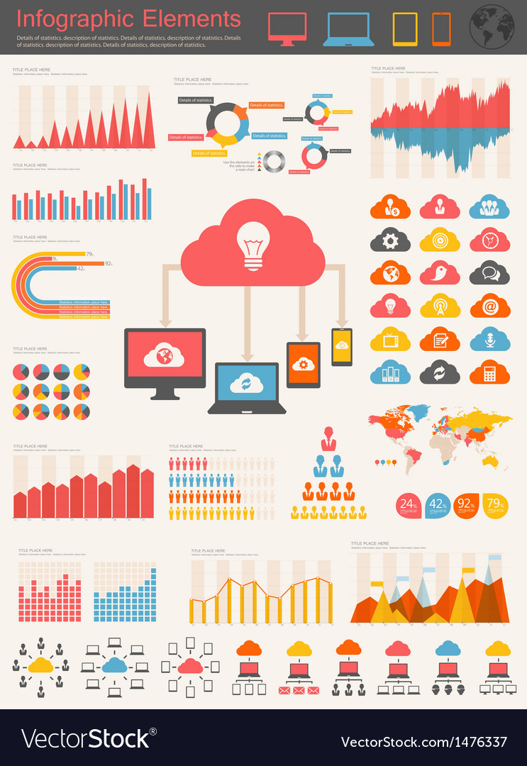 Cloud service infographic elements Royalty Free Vector Image