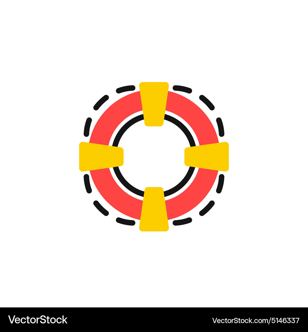 Color line icon for flat design lifebuoy Vector Image