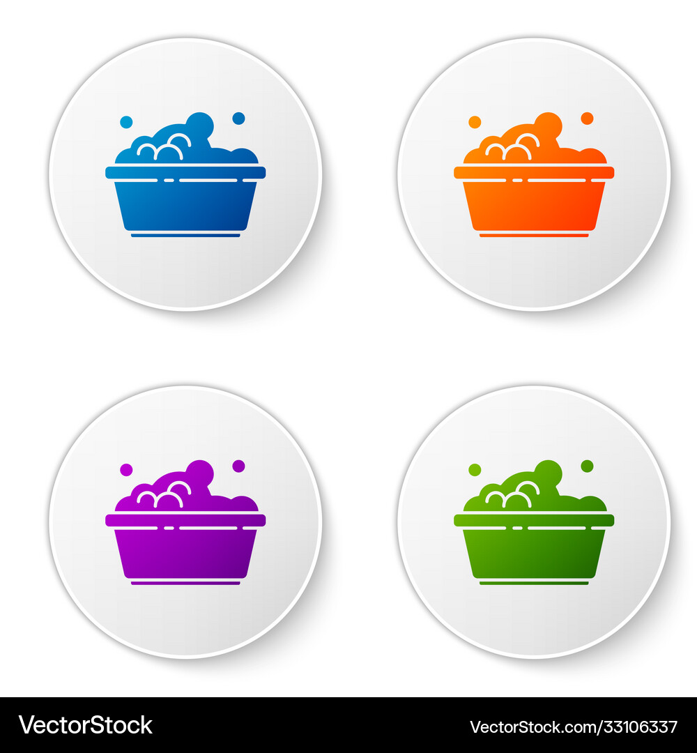 Color plastic basin with soap suds icon isolated Vector Image