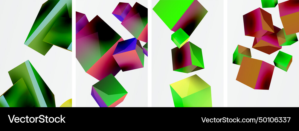 Composition of 3d cubes and other geometric Vector Image