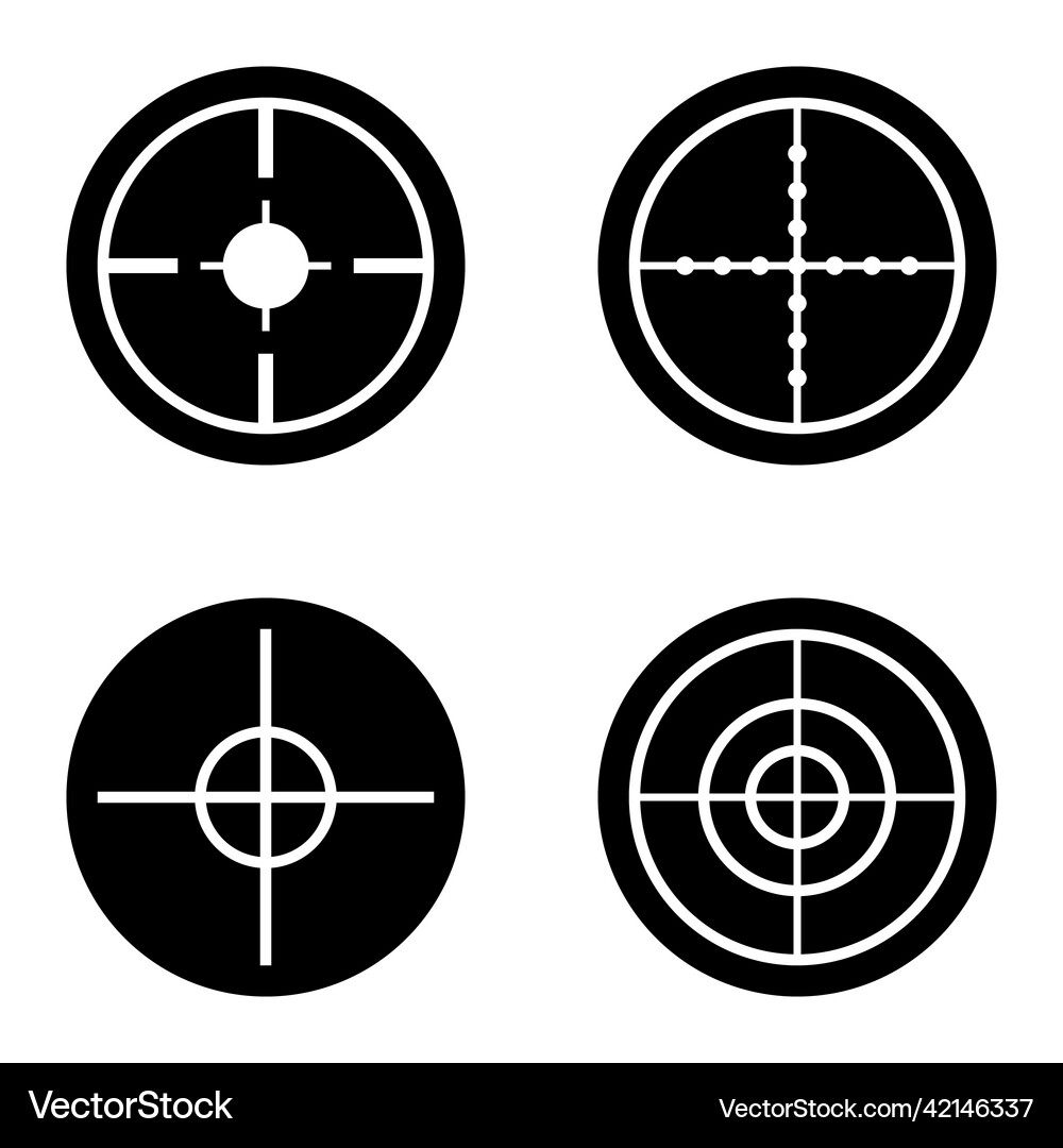 Crosshairs glyph flat icon set isolated on white Vector Image