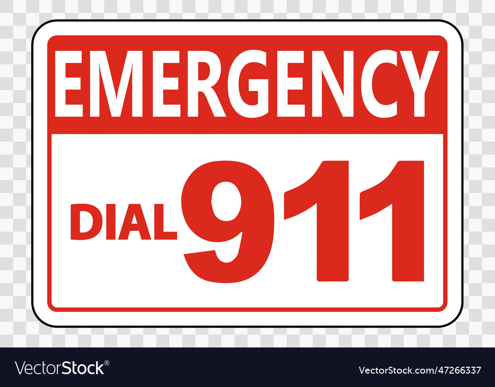 Emergency call 911 sign on transparent background Vector Image