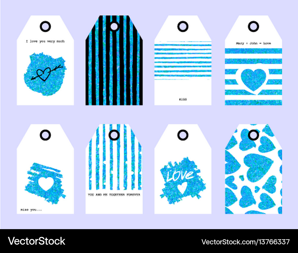 Gift card blue gold love Royalty Free Vector Image