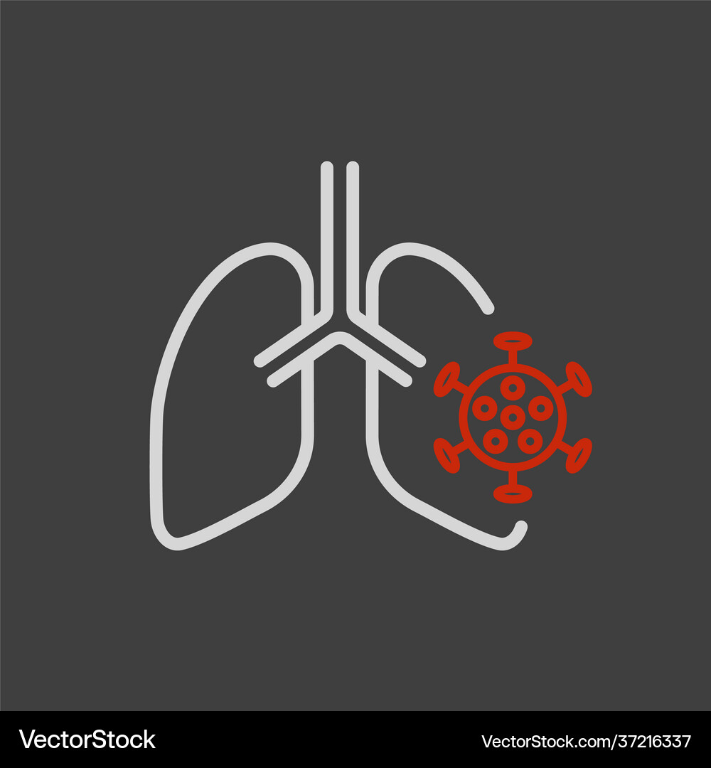 Human lungs infected virus and bacteria icon Vector Image
