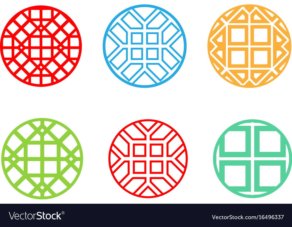 Modern round korean pattern window frame Vector Image