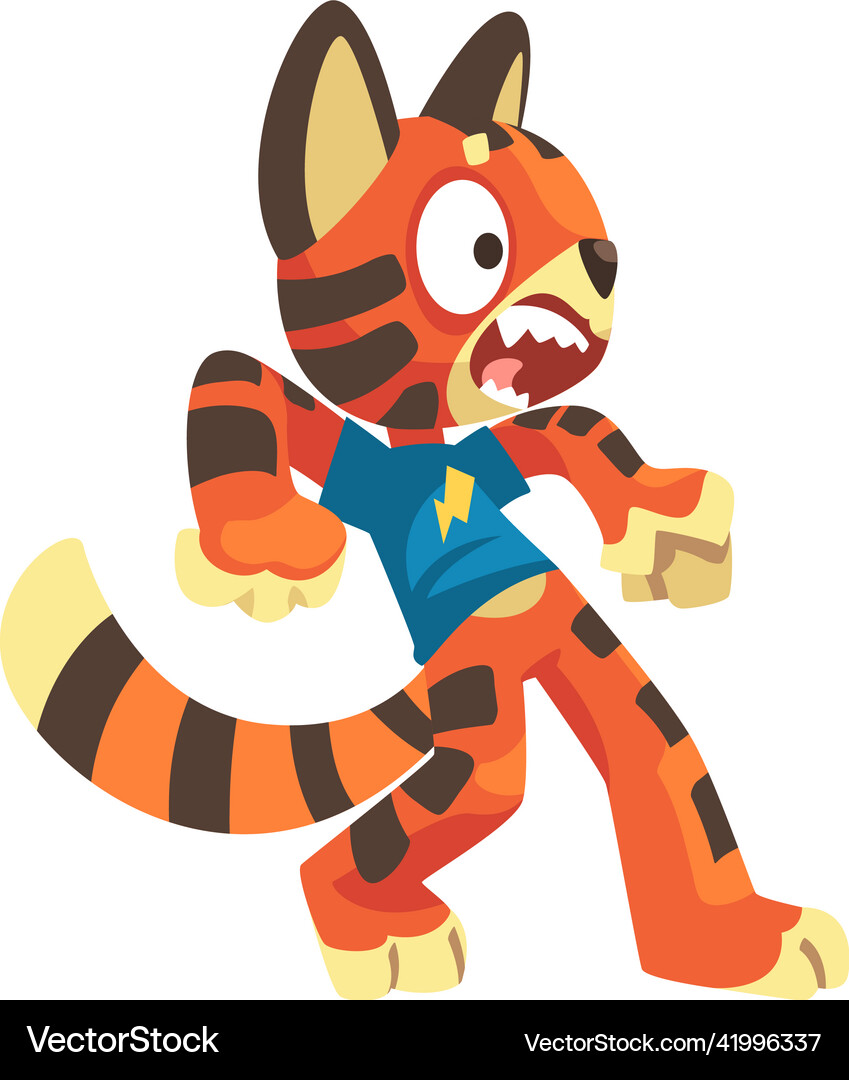 Scared tiger character with orange fur wearing Vector Image