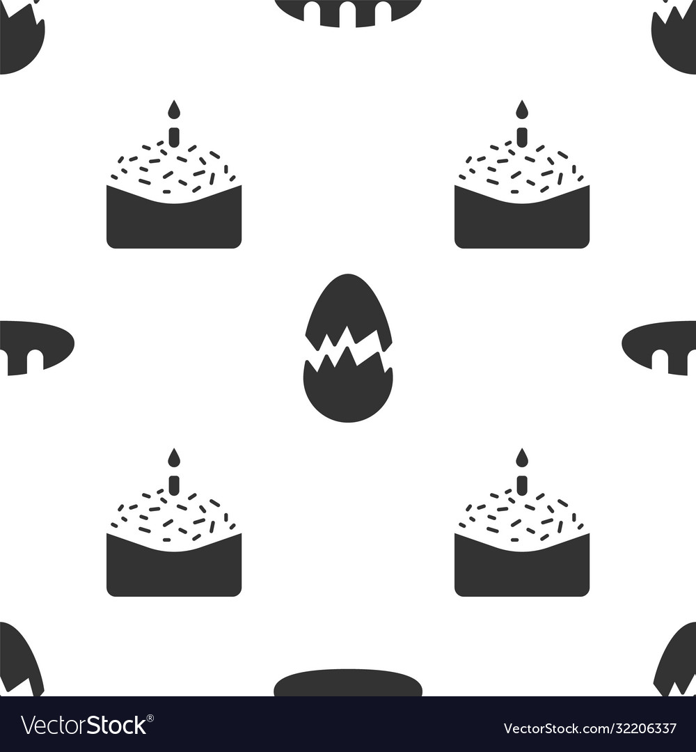 Set bread loaf broken egg and easter cake Vector Image