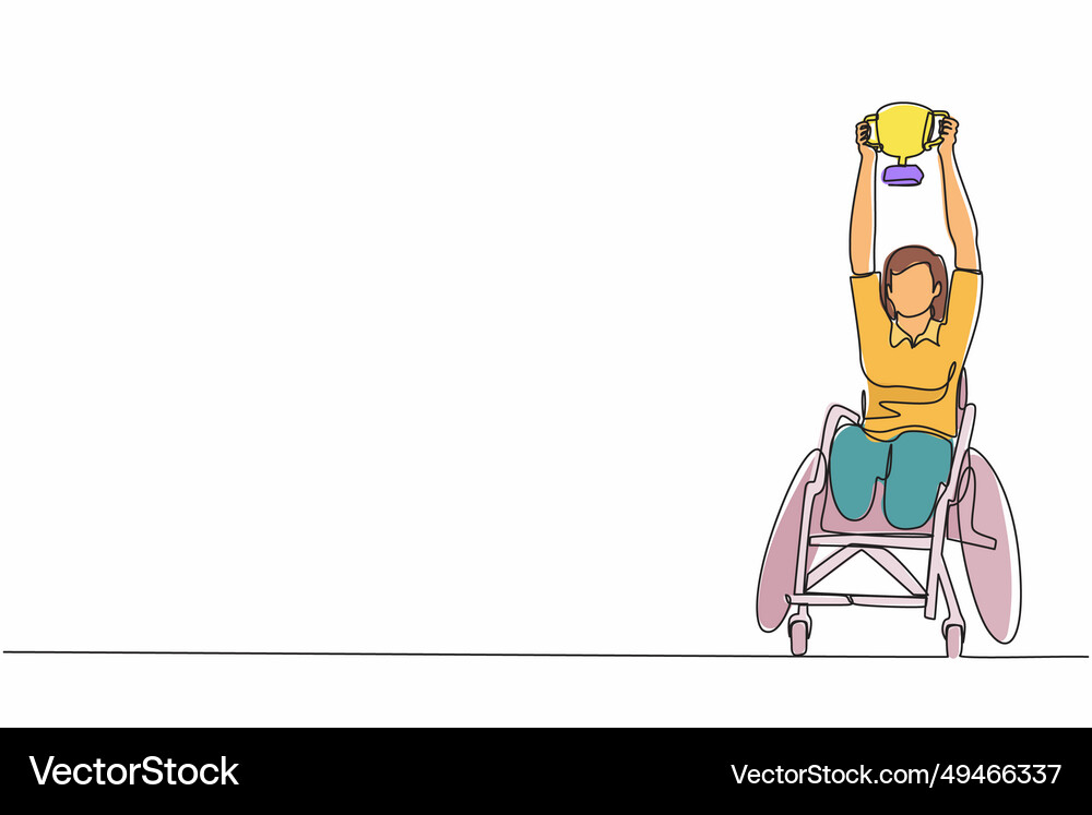 Single one line drawing disability woman Vector Image