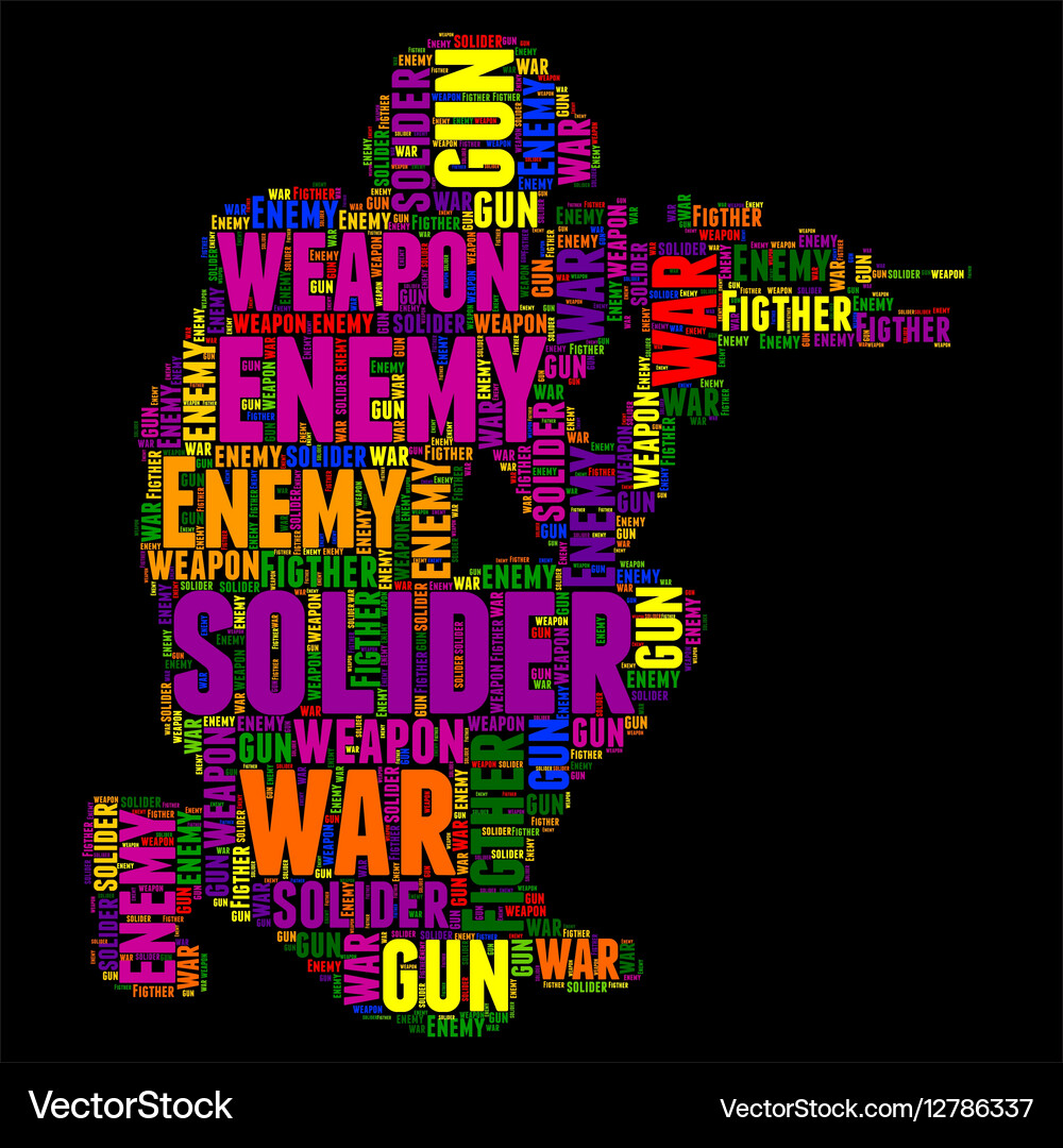 Soldiers typography word cloud colorful Royalty Free Vector
