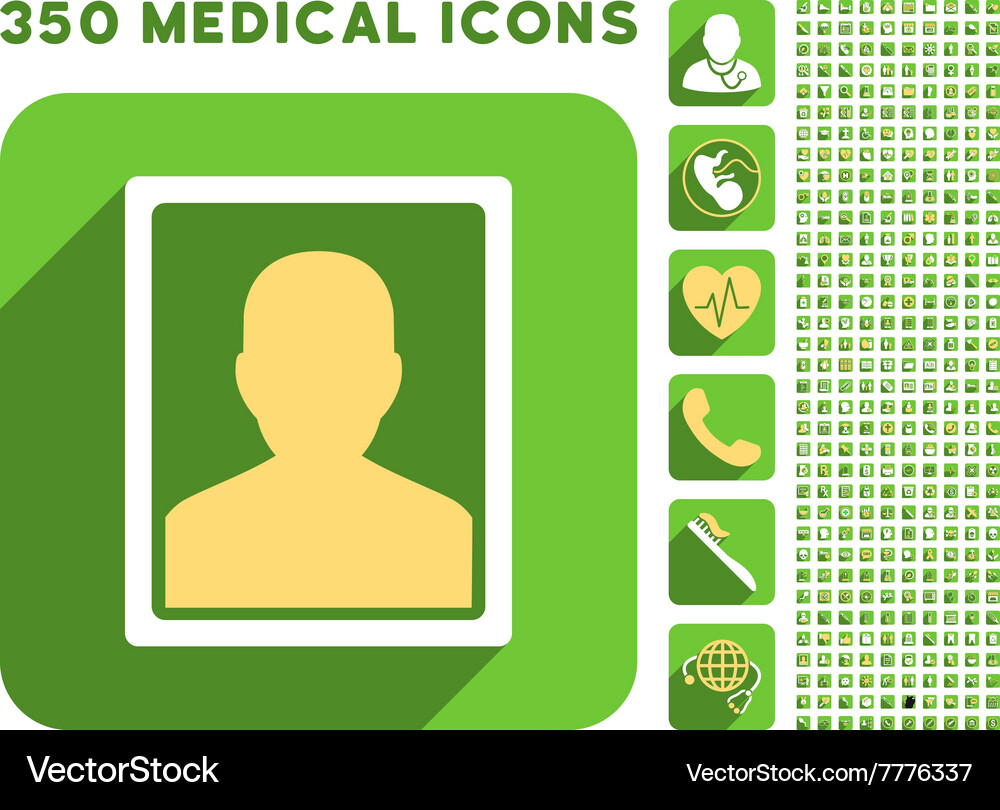 User portrait icon and medical longshadow set Vector Image