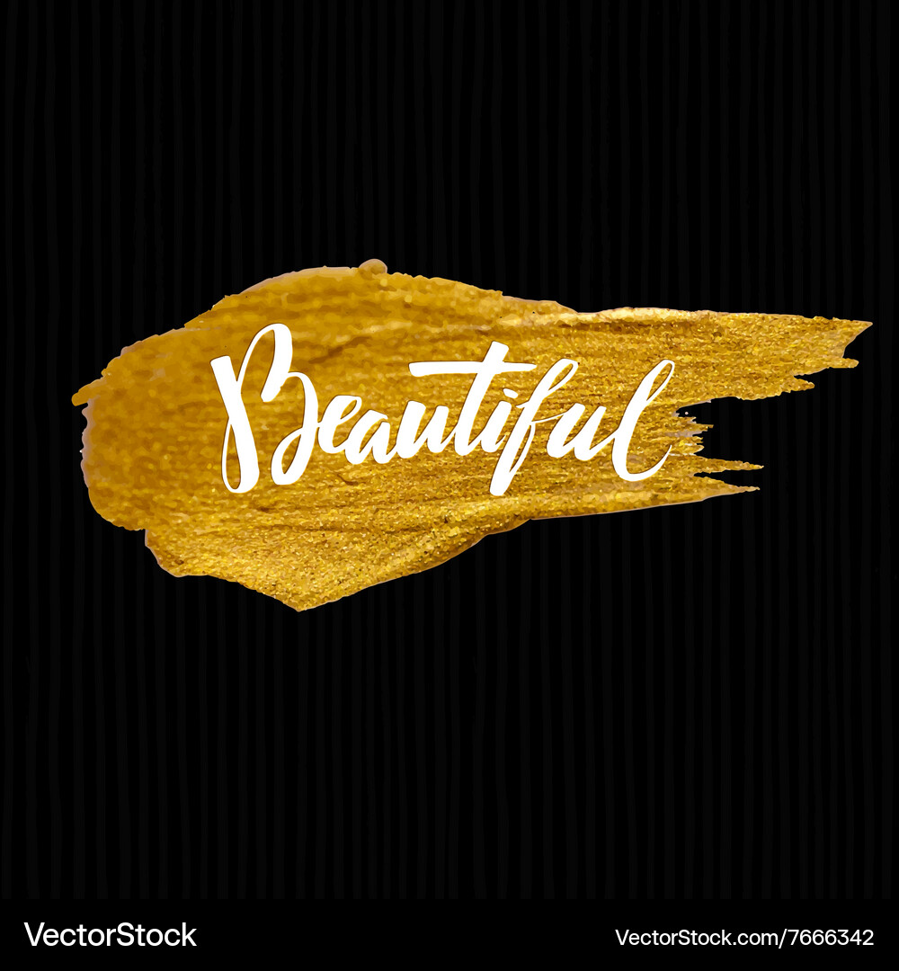Brush lettering calligraphy on gold background Vector Image