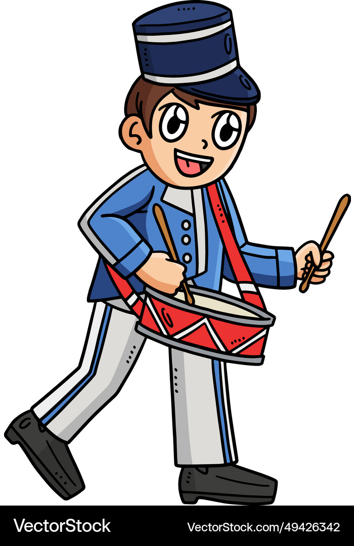 Cadet marching drum cartoon colored clipart Vector Image