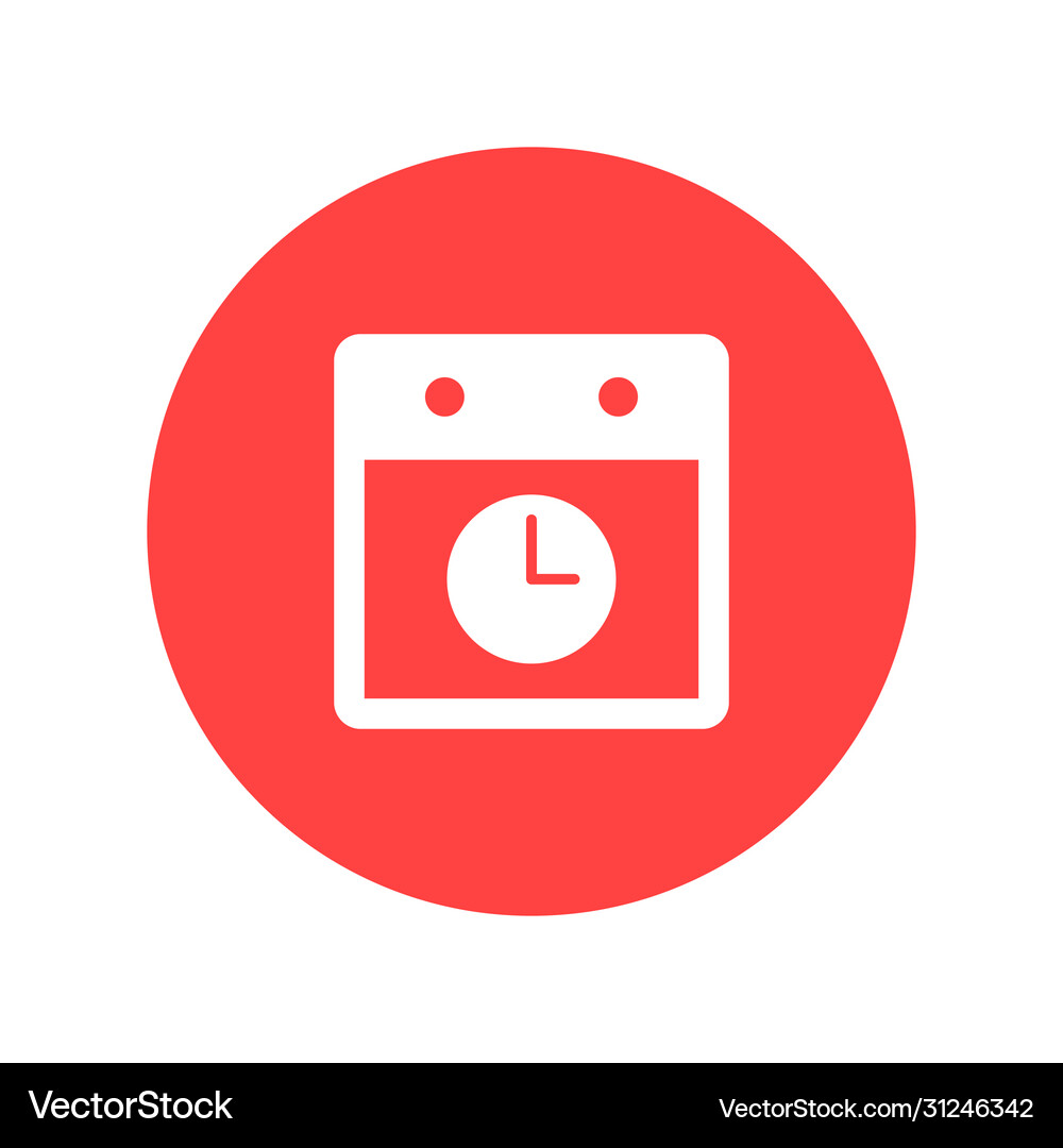 Calendar with clock icon symbol isolated on white Vector Image
