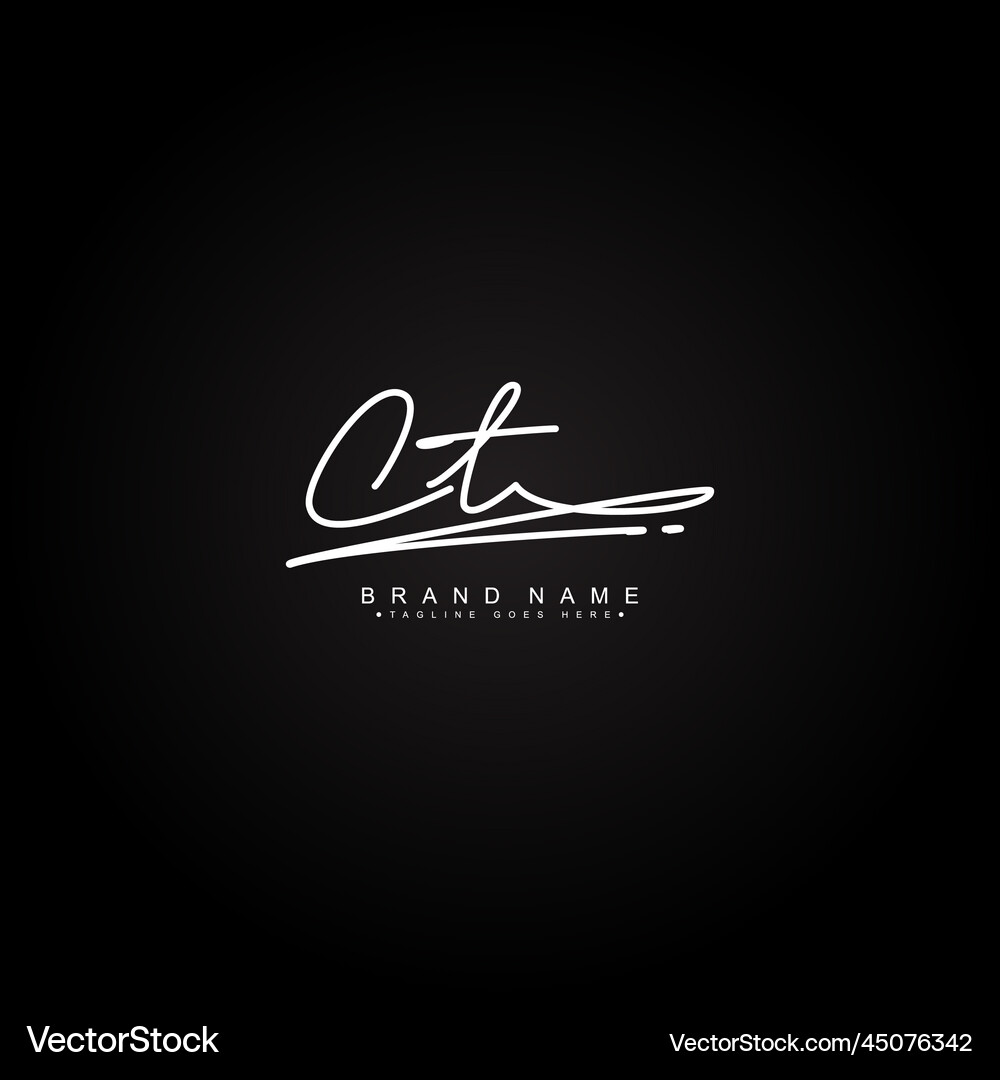 Ct handwritten signature logo - template Vector Image