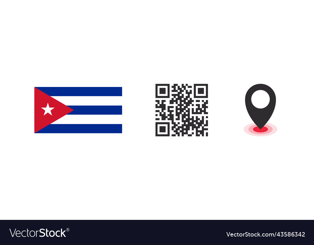 Flag of cuba the country qr code Royalty Free Vector Image