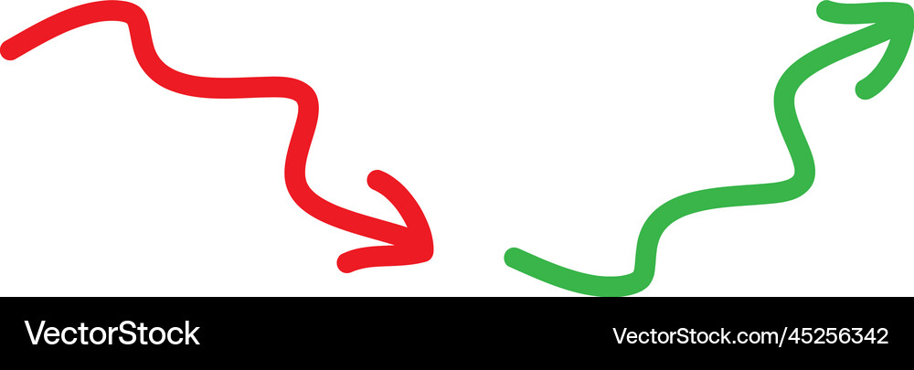 Graph going up and down sign with green and red Vector Image
