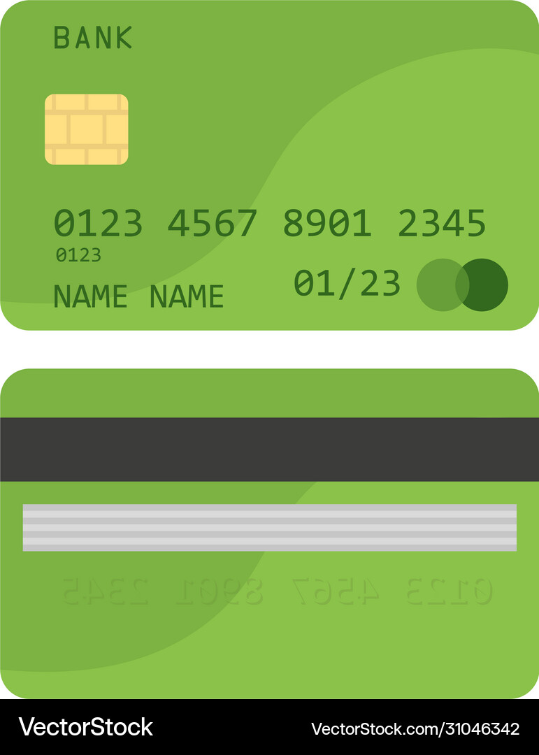 Green bank card in flat style Royalty Free Vector Image