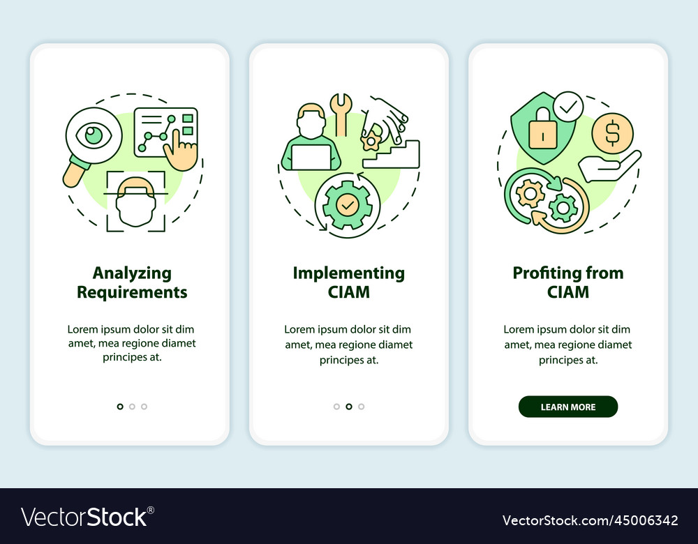Implementing Ciam Onboarding Mobile App Screen Vector Image