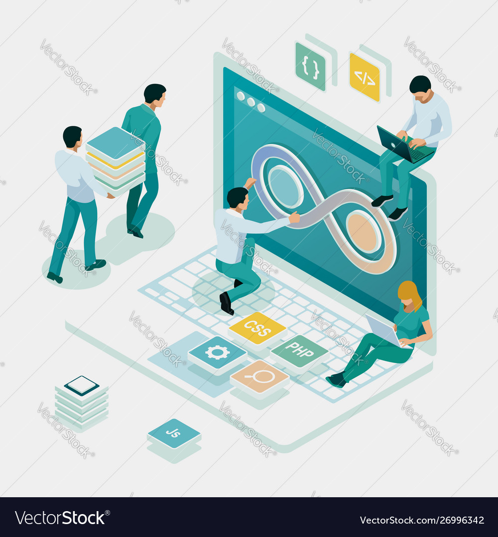 Isometric technology process software Royalty Free Vector