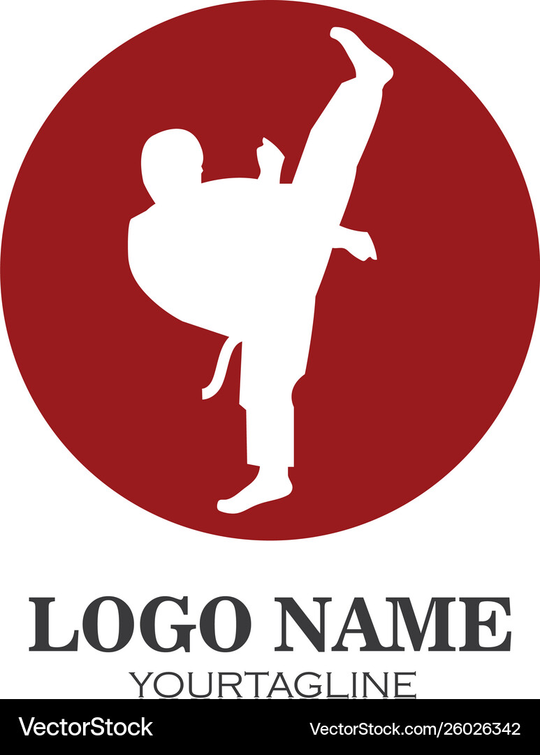 Karatetaekwondo kick logo template Royalty Free Vector Image